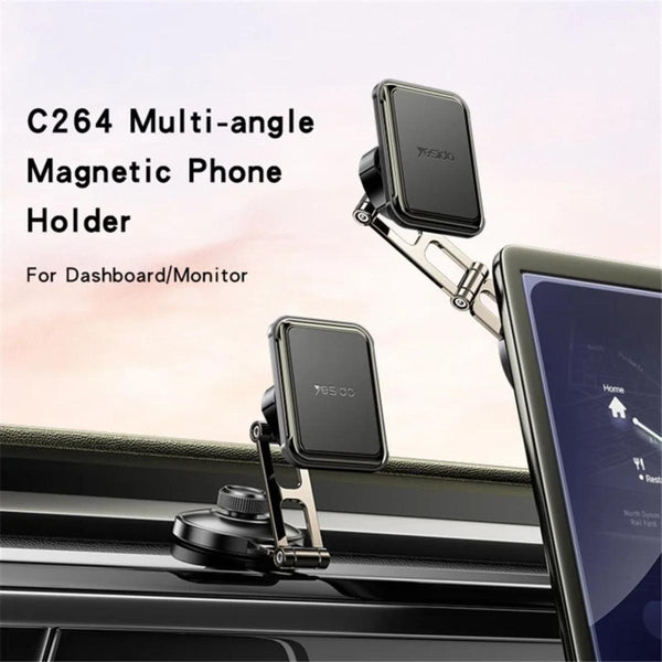 YESIDO C264 Dual Shaft Car Dashboard Monitor Mount Magnetic Phone Hold