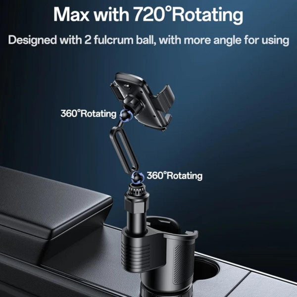 YESIDO C273 2 in 1 Car Cup Holder Phone Mount Adjustable 4.7-7.2 Inch