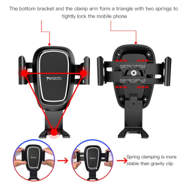 YESIDO C71 Air Vent Spring Clip Phone Holder